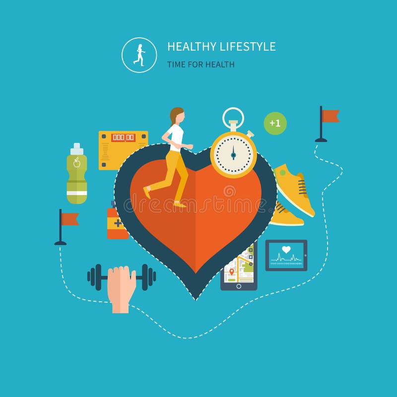 Moderne, Flache Vektor-Icons Für Einen Gesunden Lebensstil Vektor ...
