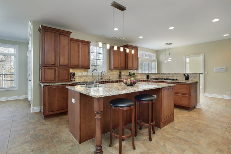 Moderne Küche mit Insel stockbild. Bild von zählwerk - 22336995