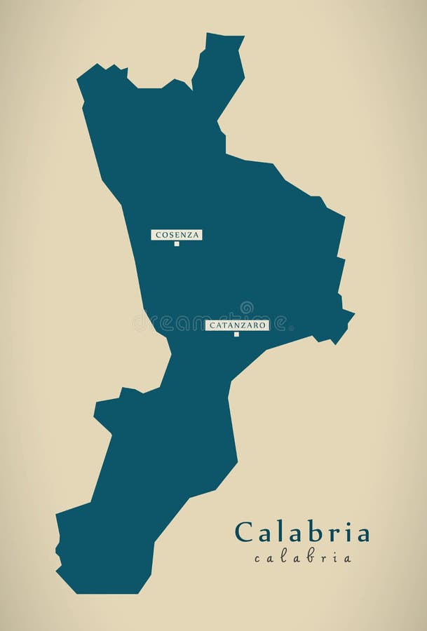 Moderne Karte - Kalabrien it Italien Stock Abbildung - Illustration von ...