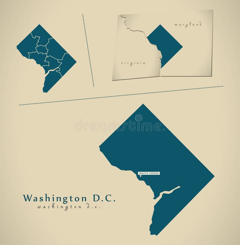 Moderne Karte - Washington DC USA-Illustrationsschattenbild Stock ...