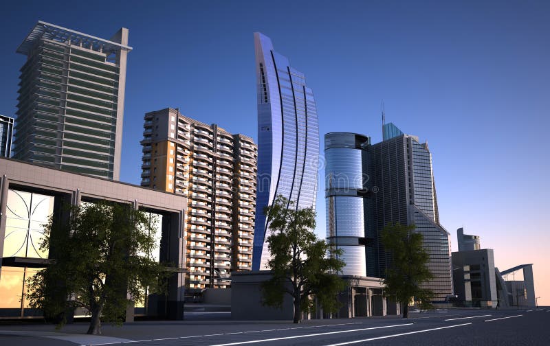 Moderne stad stock illustratie. Illustration of stedelijk - 16419625