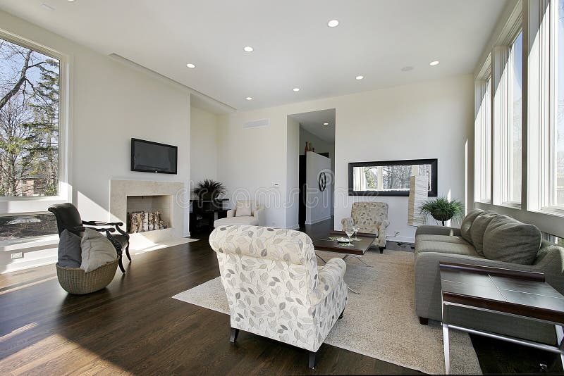 Moderne witte woonkamer stock afbeelding. Image of stoel - 12662397