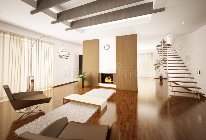 Moderne Wohnung Innen3d übertragen Stock Abbildung - Illustration von ...