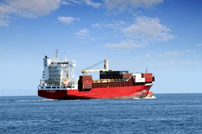 Moderner Containerschiff BF Esperanza in Den Offenen Wassern ...