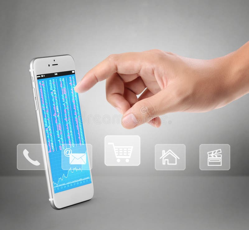 Moderner Handy in der Hand stockfoto. Bild von hand, handy - 58695090