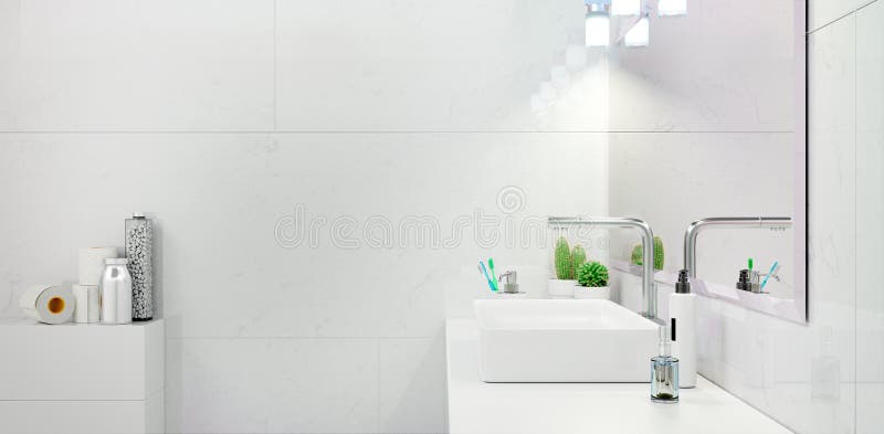 Modernes Badezimmer Innen-3d ?bertragend Minimalistic, Hell Stock ...