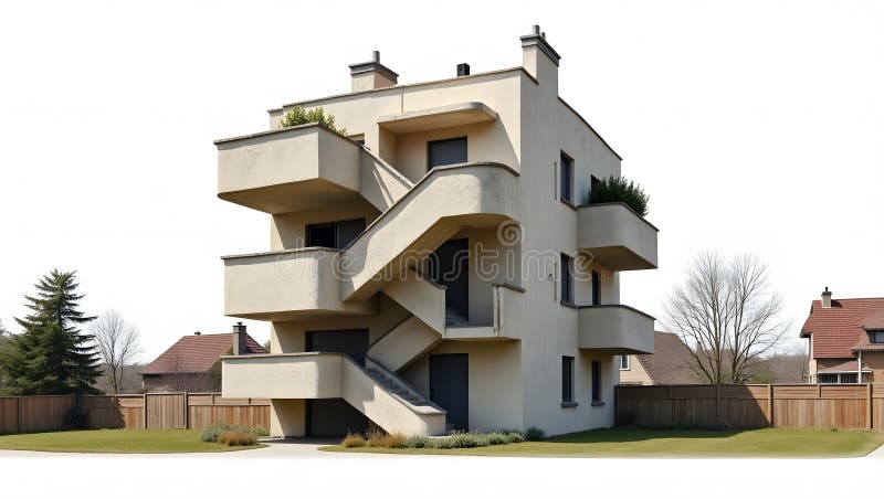 Modernist Apartment Building Stock Illustration - Illustration of lines ...