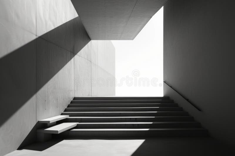 Modernist Architecture, Staircase with Shadows and Light. Stock ...