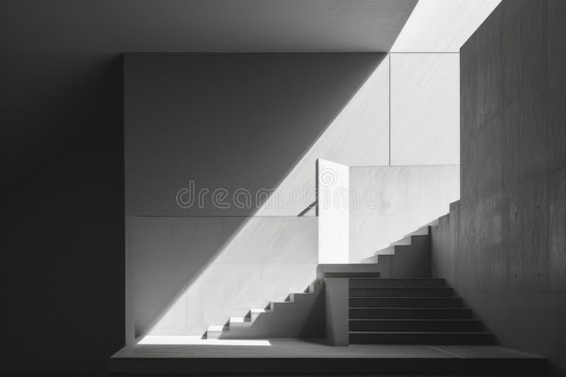 Modernist Architecture, Staircase with Shadows and Light. Stock ...
