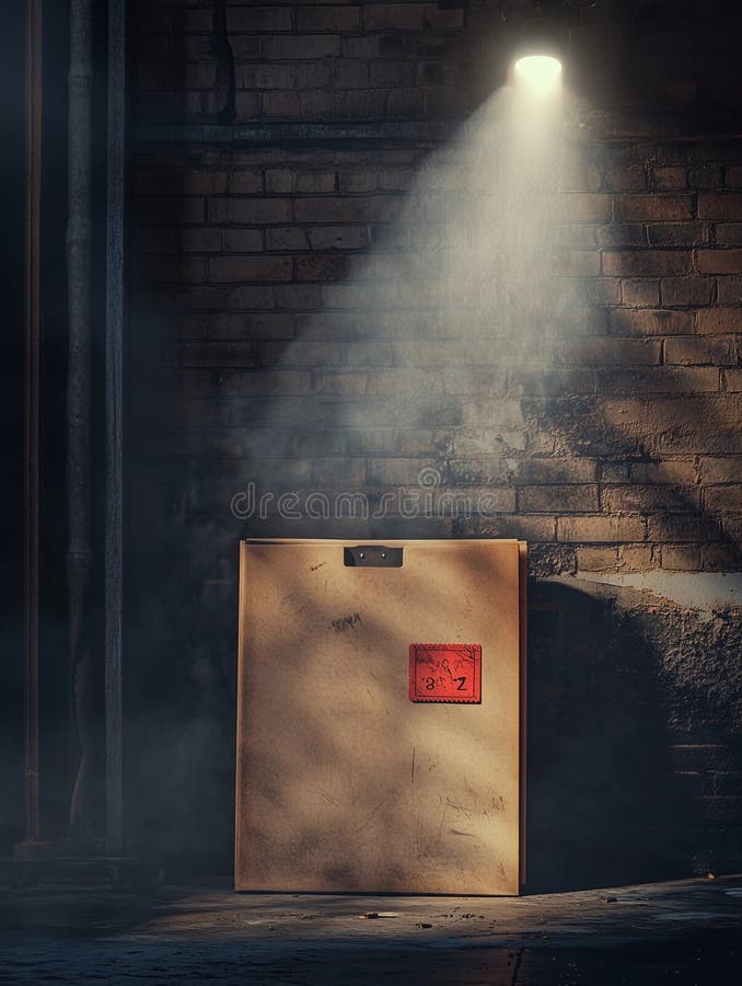 Modernist File Folder Illuminated by Spotlight, Featuring Secretive Red ...