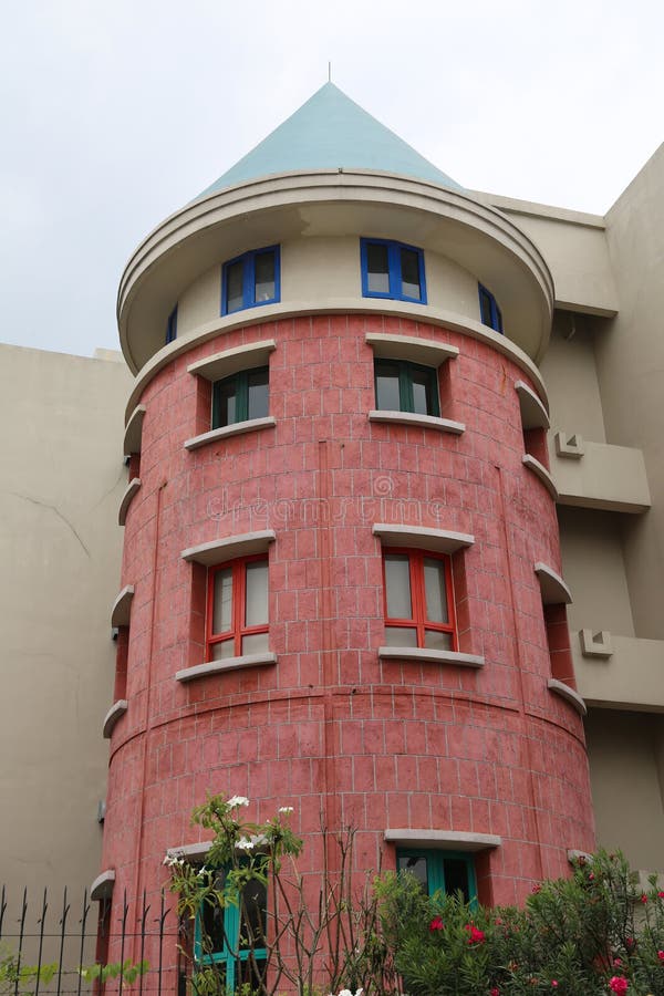 Modernist House Like a Castle Stock Image - Image of brick, tower: 29115871