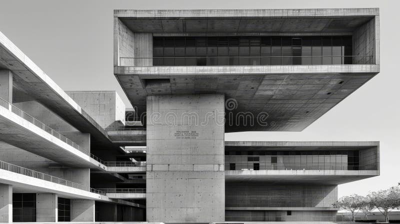 Modernist University Building, Brutalist Architecture, Concrete Facade ...