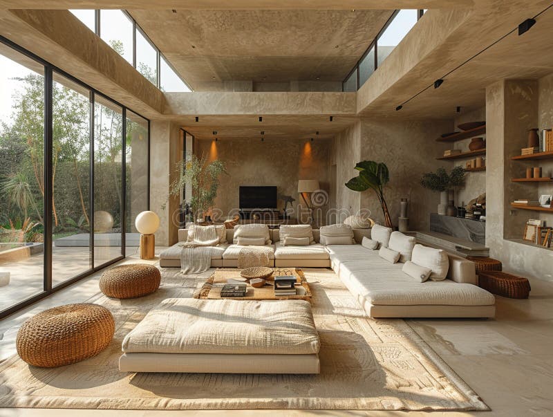 Modernist Villa with Open Spaces Natural Light Stock Image - Image of ...