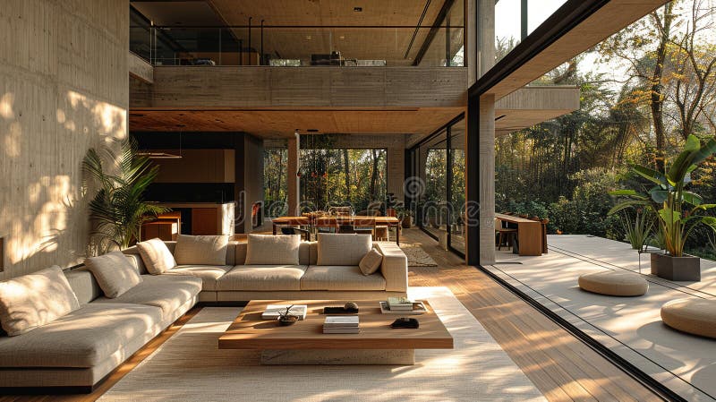 Modernist Villa with Open Spaces Natural Light Stock Photo - Image of ...