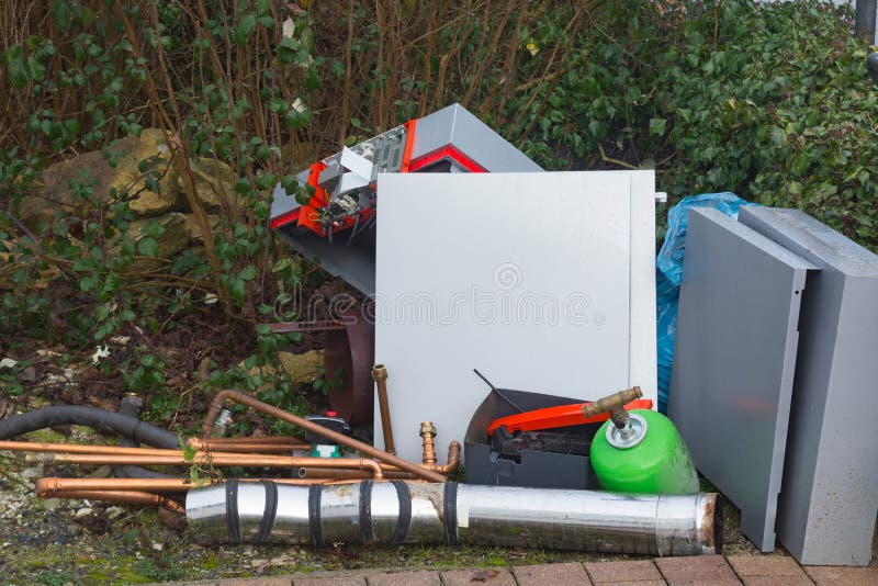Rusty Boiler and Heating Pipes Made of Copper. Old Metal Boiler of the ...