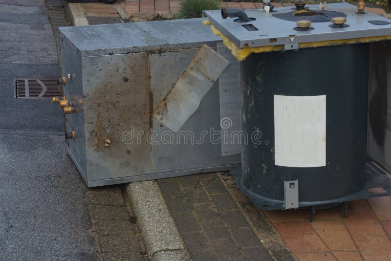 Rusty Boiler and Heating Pipes Made of Copper. Old Metal Boiler of the ...