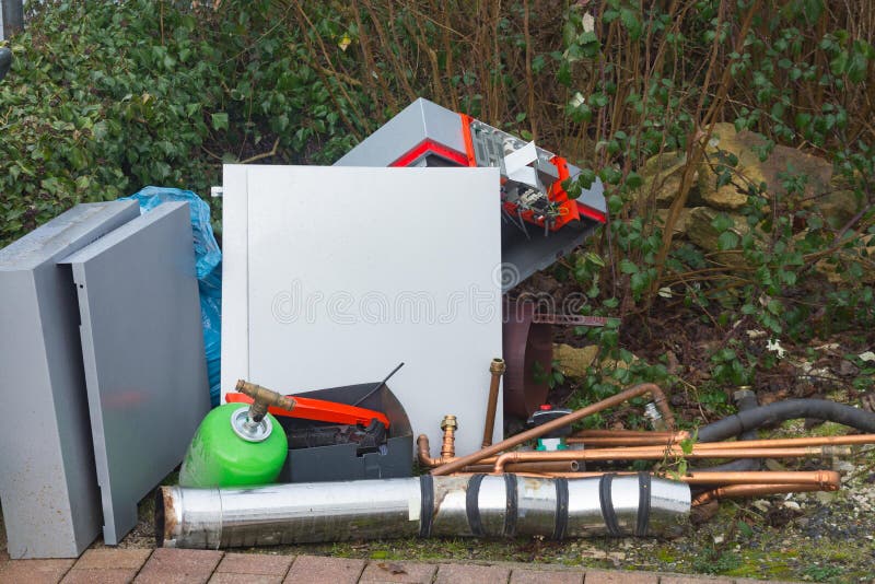 Rusty Boiler and Heating Pipes Made of Copper. Old Metal Boiler of the ...