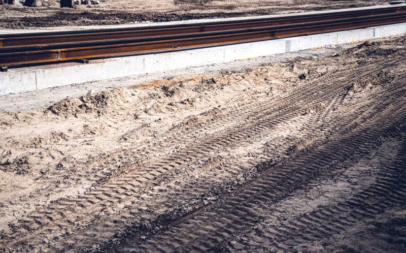 Modernization of Old Tram Tracks on Urban Construction Stock Image ...
