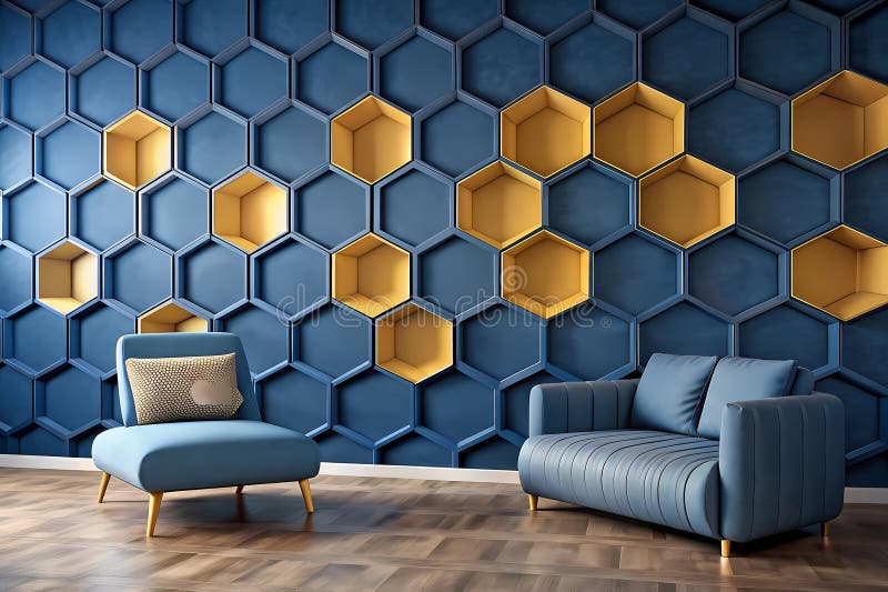 Stylish Hexagon Walls Make a Striking Statement, Generative Ai Stock ...