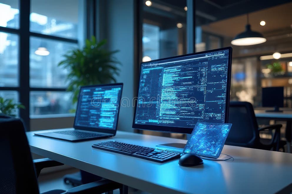 Modernized Advanced Networking Hub Stock Illustration - Illustration of ...