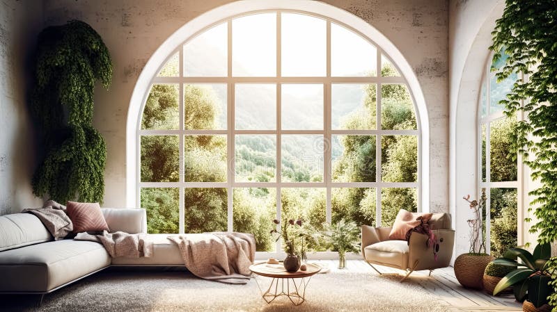 A Modernized Apartment Adorned with Large, Bright Windows Stock Image ...