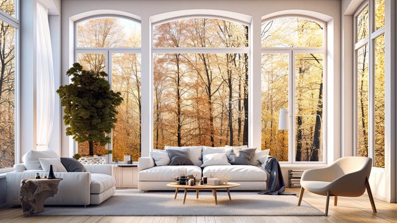 A Modernized Apartment Adorned with Large, Bright Windows Stock Photo ...