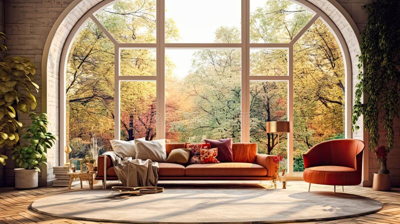 A Modernized Apartment Adorned with Large, Bright Windows Stock Image ...