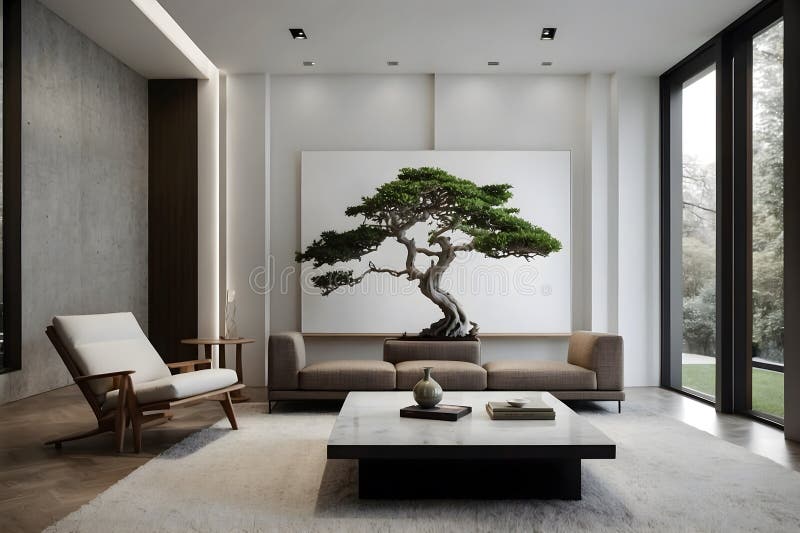 Modernized Decorated Room with a Bonsai Tree Stock Image - Image of ...