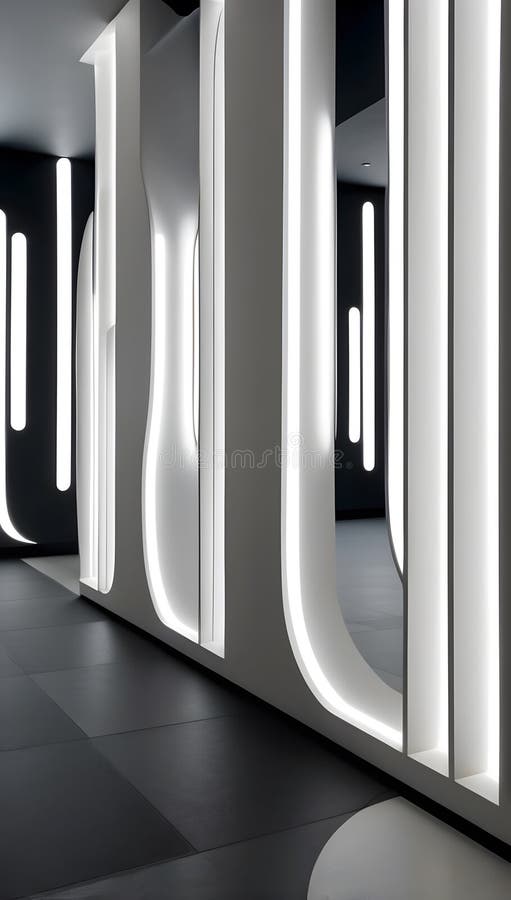 A Modernized Design of LED Lights Embedded in Walls Stock Illustration ...