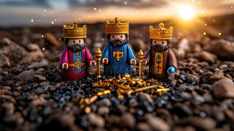 Modernized Three Wise Men Presenting Gold, Frankincense, and Myrrh with ...