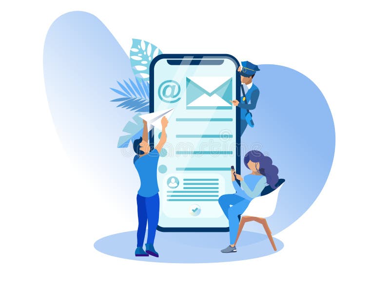 Modernmobile Application Users Email Cartoon. Stock Vector ...