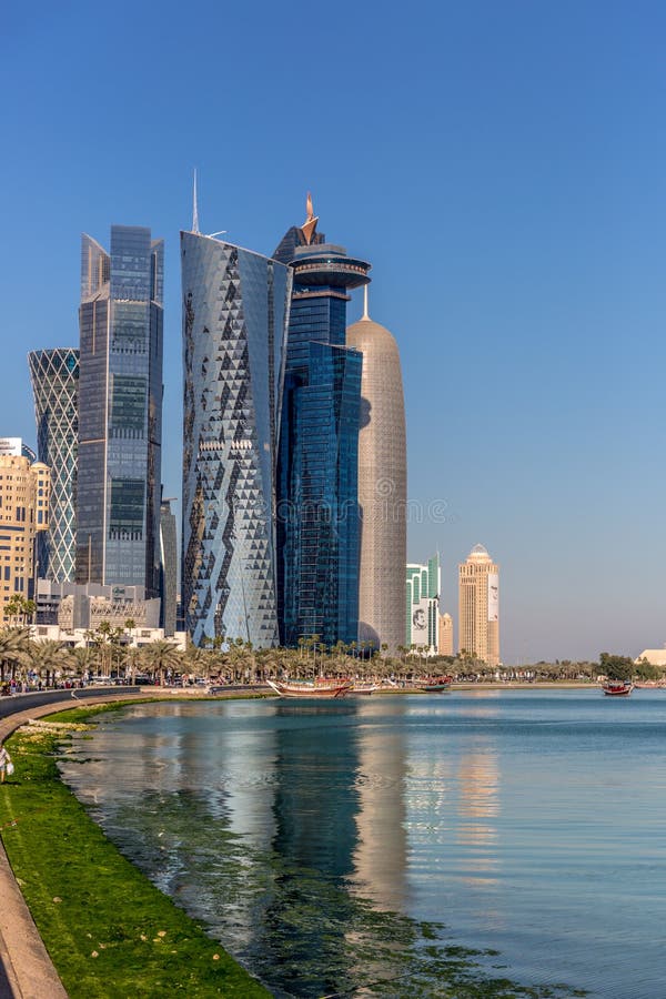 Moderns Buildings Under Construction in Downtown Doha in a Blue Sky Day ...