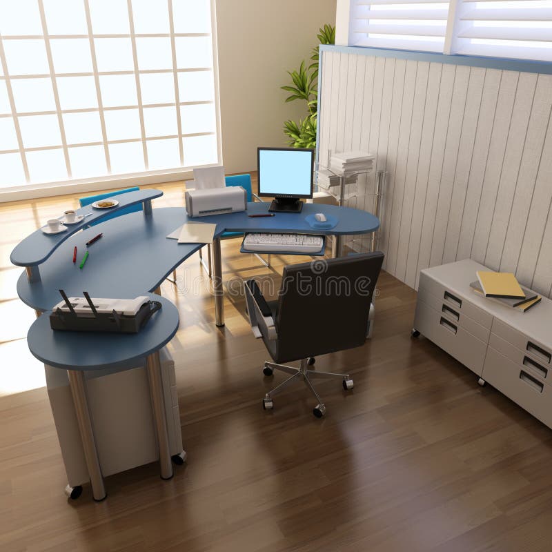 Modernt kontor stock illustrationer. Illustration av solljus - 17334382