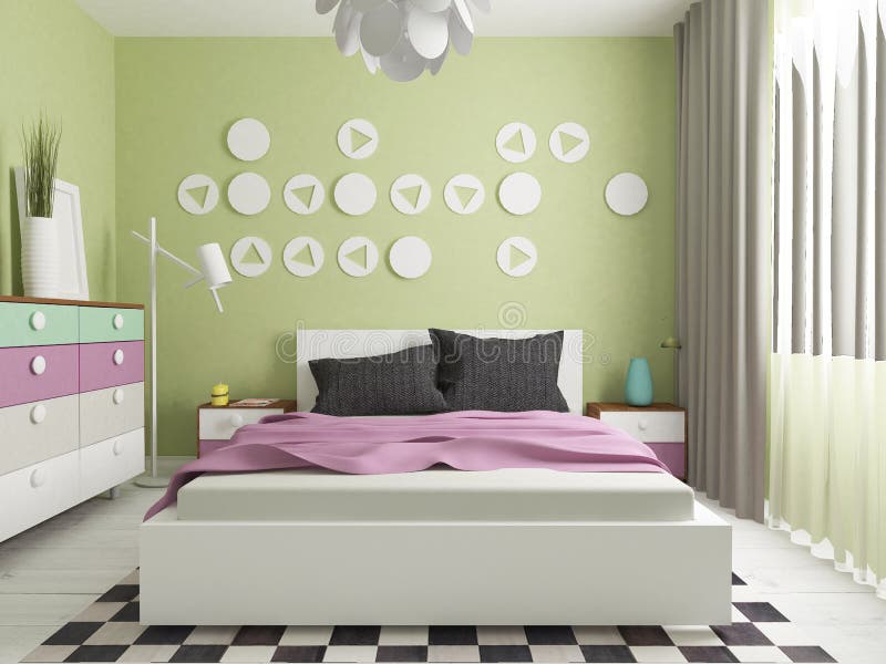 Modernt sovrum stock illustrationer. Illustration av samtida - 61599490