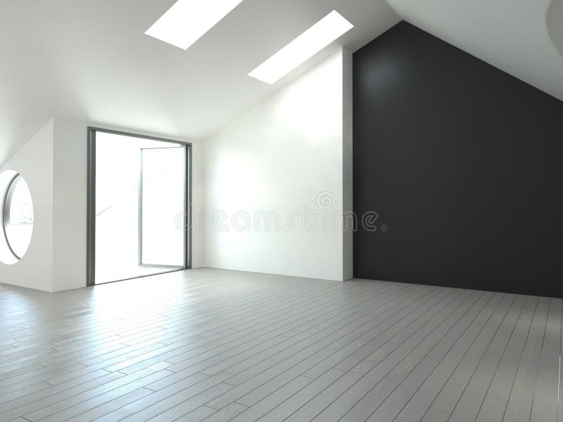 Modernt, Tomt Rum Med TV-set Och Planterare 3d-illustration Stock ...