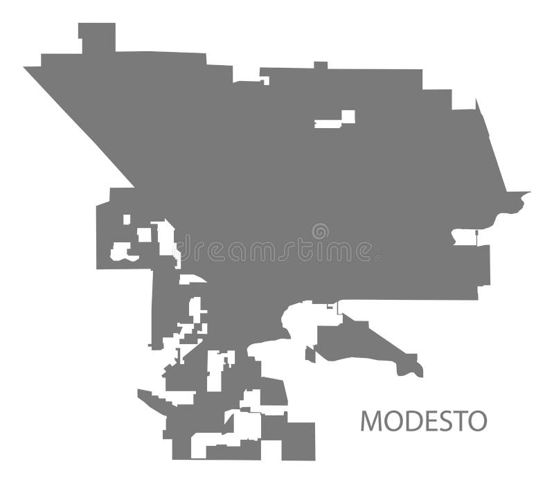 Modesto California City Map Grey Illustration Silhouette Shape Stock ...