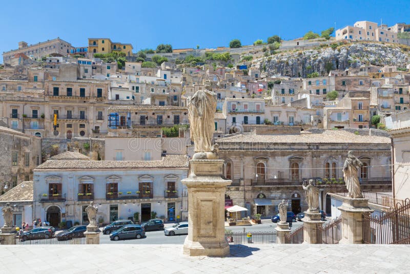MODICA SICILIA PANORAMA editorial stock image. Image of buildings ...