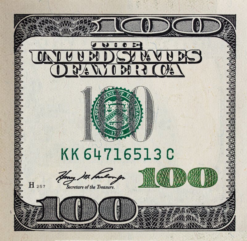 Modified Decorative 100 Dollar Bill Artwork Stock Image - Image of bank ...