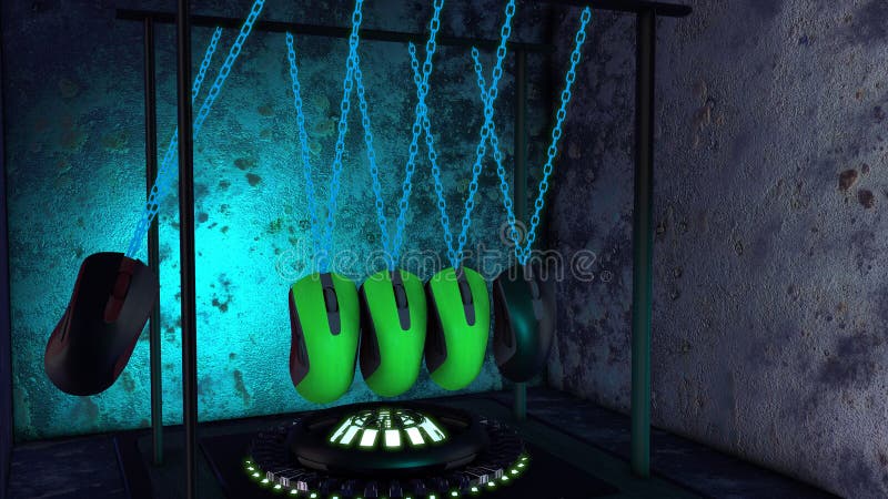 Modified Newton S Cradle with Computer Mouse instead of Spheres Stock ...