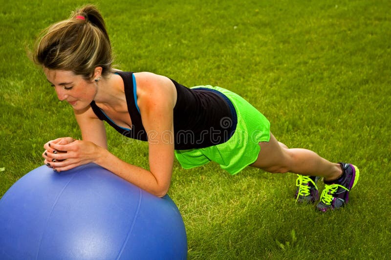 Modified Plank with an Exercise Ball Stock Image - Image of exercise ...