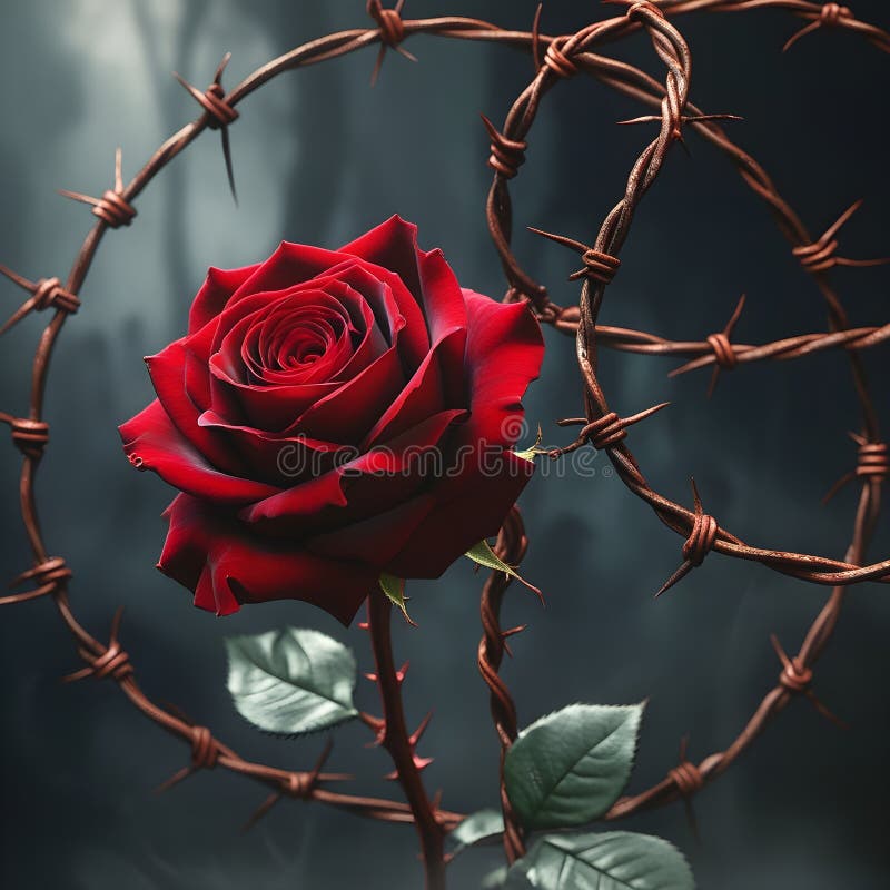 A Gothic Rose with Barbed Wire Intertwined Around it. AI Generated ...