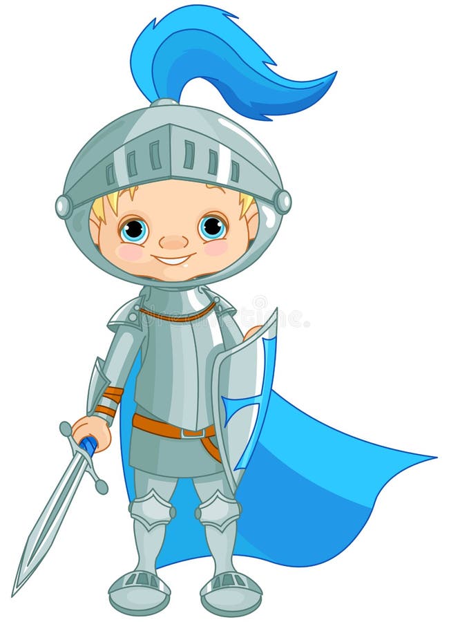 Modig Riddare Eller Fäktare Som Slåss Med Draken Mot Medeltida Slott På ...