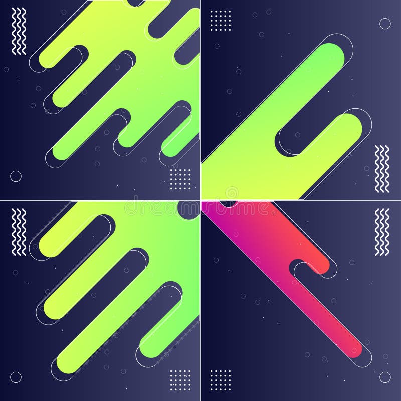Modish Backgrounds with Designed Shapes Pack of 4 Vector Illustrations ...