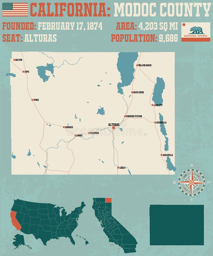 Modoc County in California. Stock Vector - Illustration of america ...