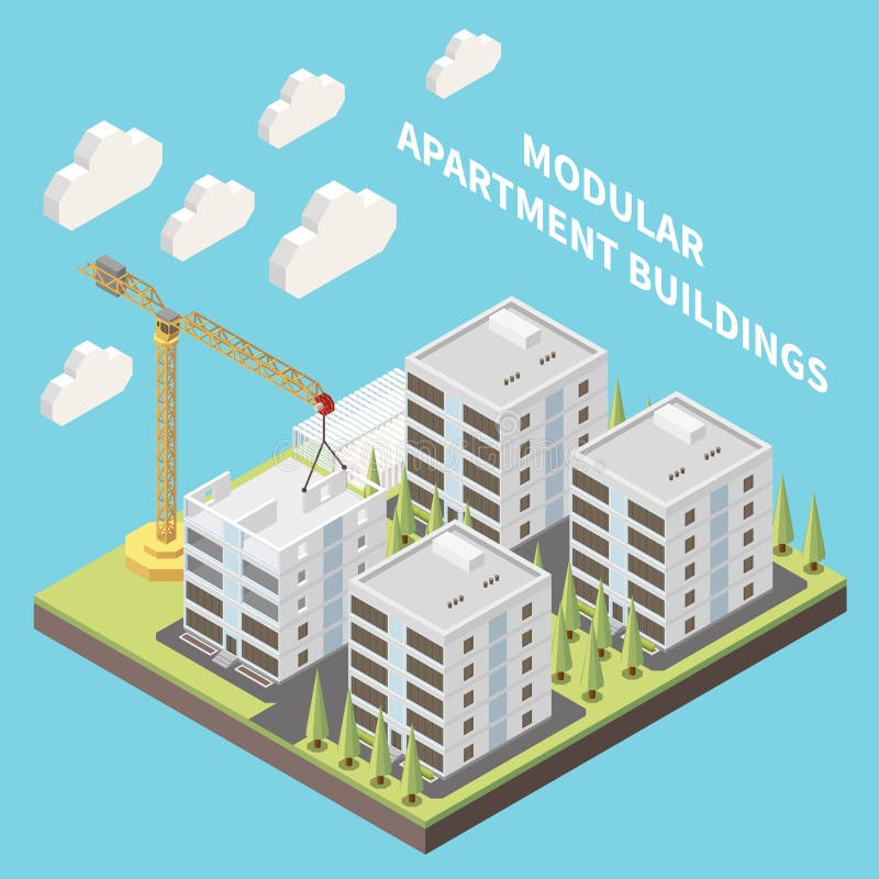 Modular Apartment Buildings Stock Illustration - Illustration of site ...