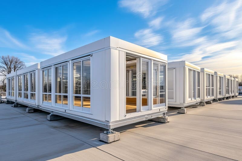 Modular Buildings Providing Extra Office Space on Rooftop Stock Photo ...