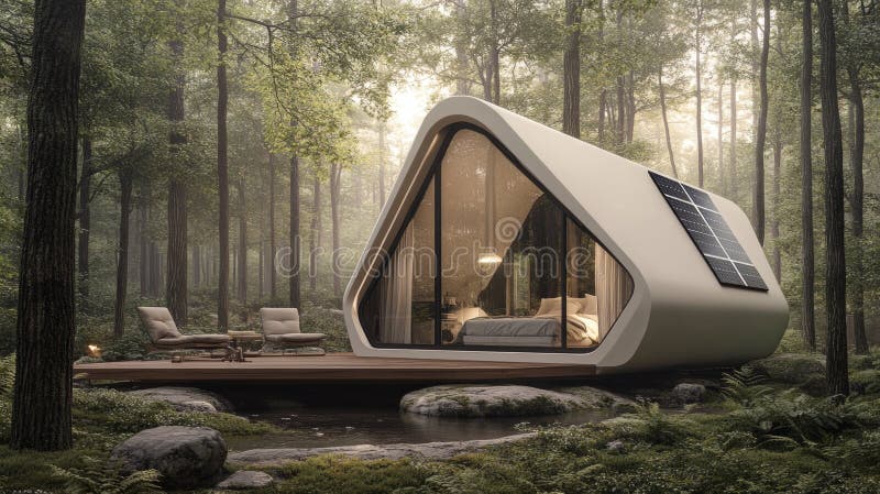 Modular Cabin in a Forest Designed for Eco-friendly Living with Solar ...