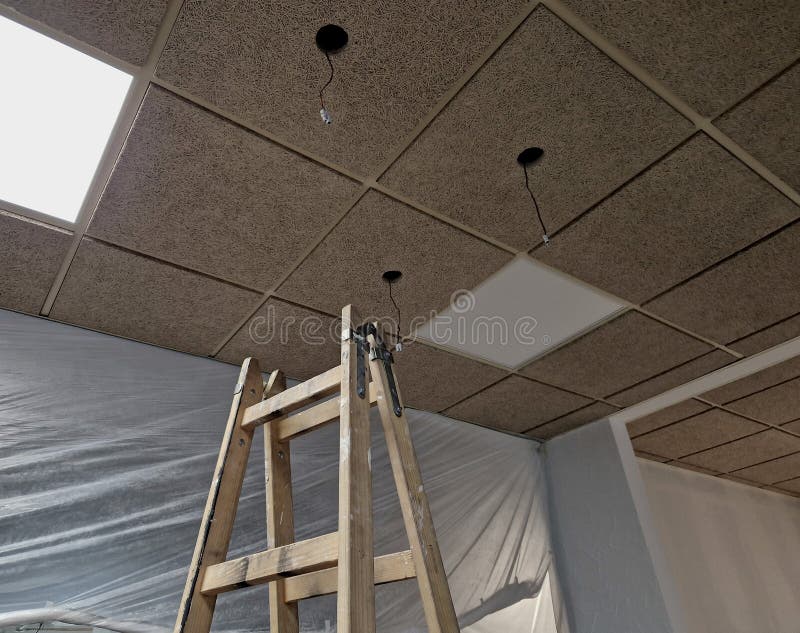 Modular Ceiling with Soffit Boards, Lights that are Connected from a ...