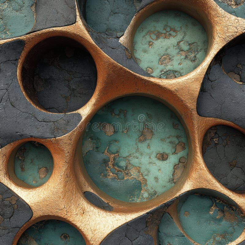 Modular Ceramic Tile Pattern with Organic Hollows and Patinated ...
