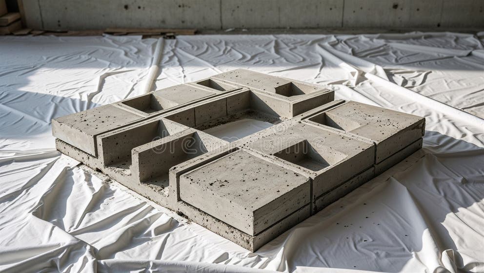 Modular Concrete Paver Mold with Angular Voids, Flat and Clean, Lying ...
